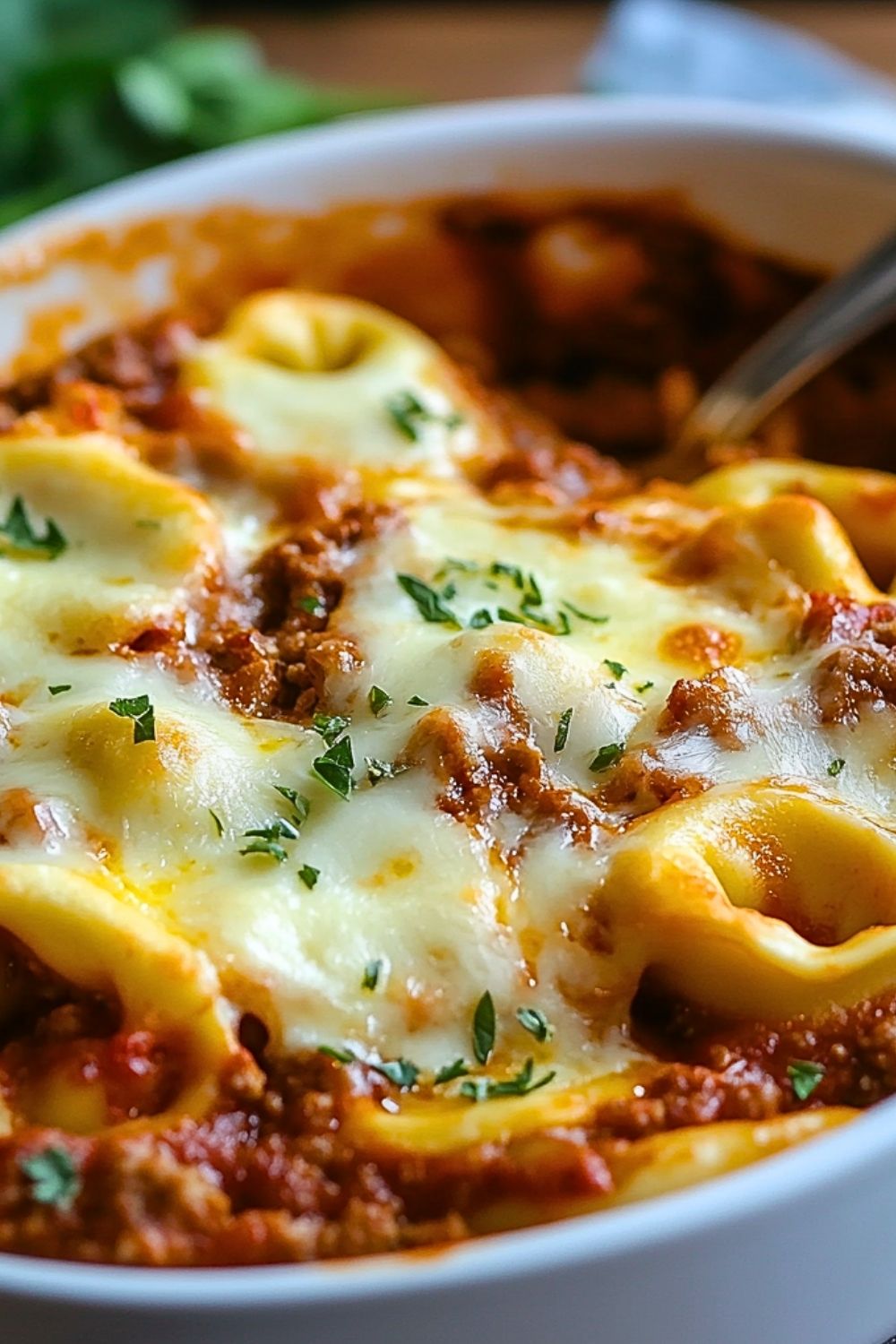Cheesy Baked Tortellini with Meat Sauce - Ava Chef Life