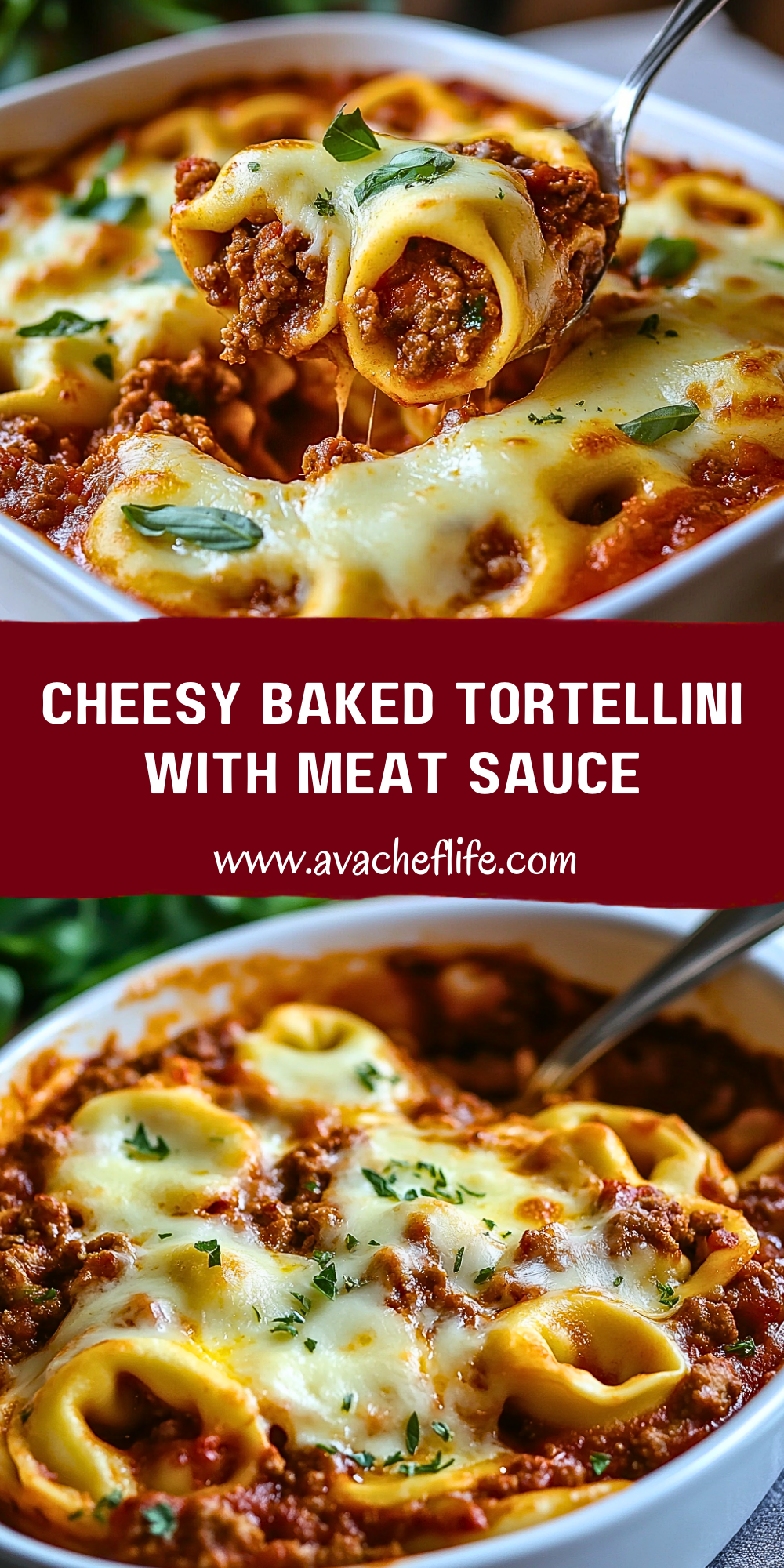 Cheesy Baked Tortellini with Meat Sauce - Ava Chef Life