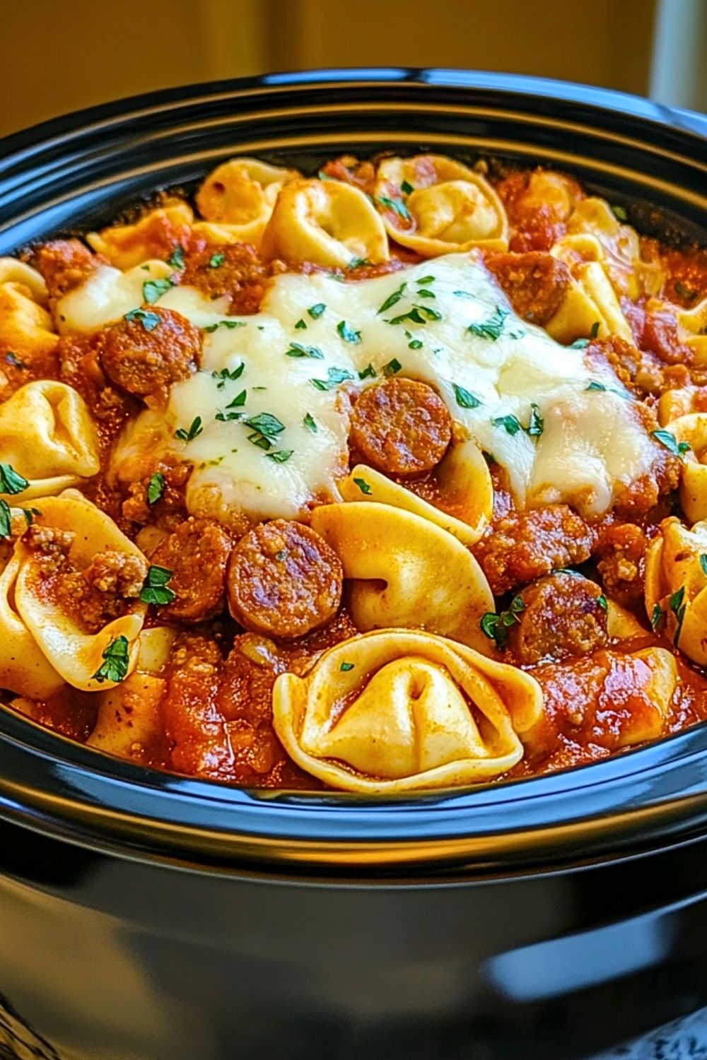 Crockpot Cheese Tortellini and Sausage - Ava Chef Life