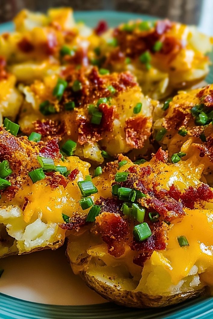 Cheesy Loaded Smashed Potatoes Recipe – Ava Chef Life