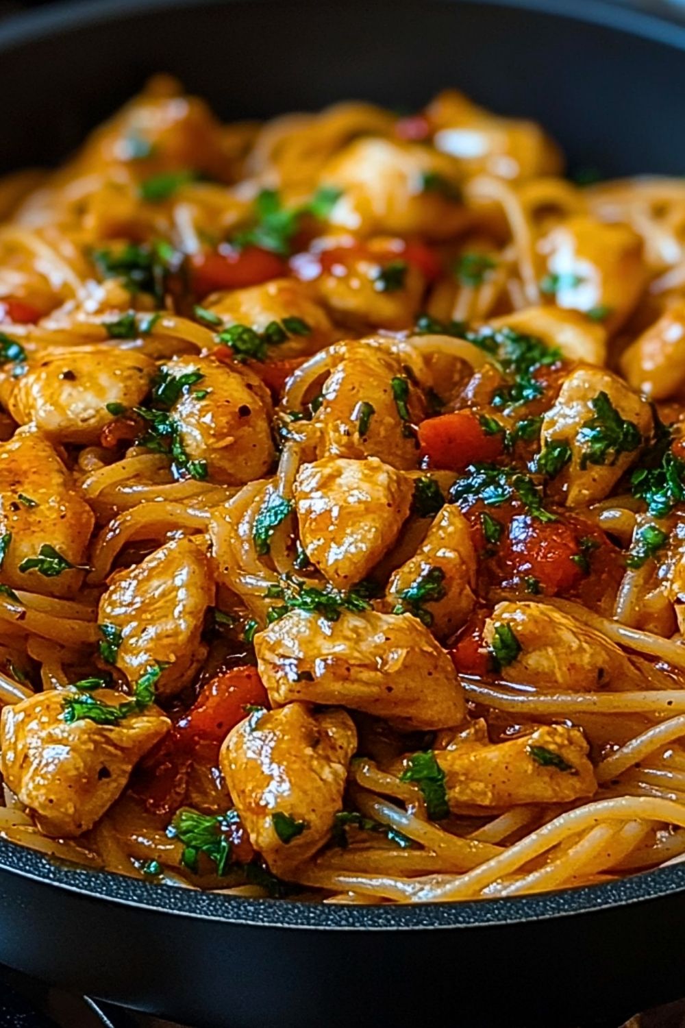 One-Skillet Sweet & Spicy Sticky Chicken Pasta - Ava Chef Life