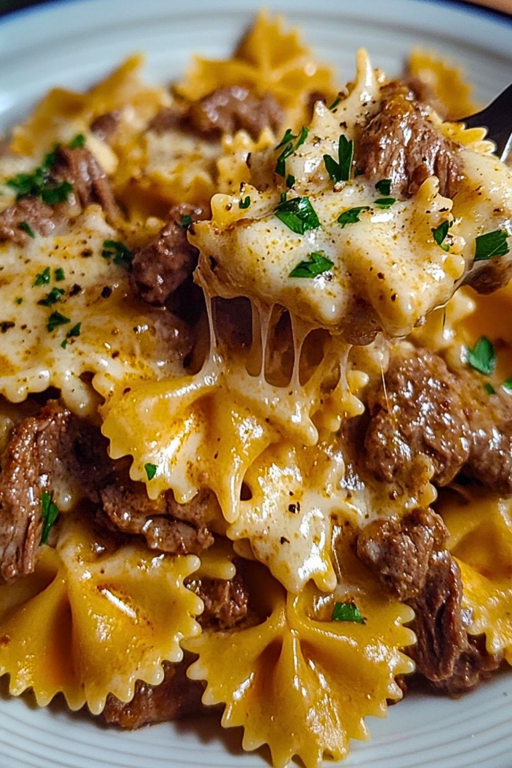 Cheesy Garlic Parmesan Beef Bowtie Pasta Skillet - Ava Chef Life