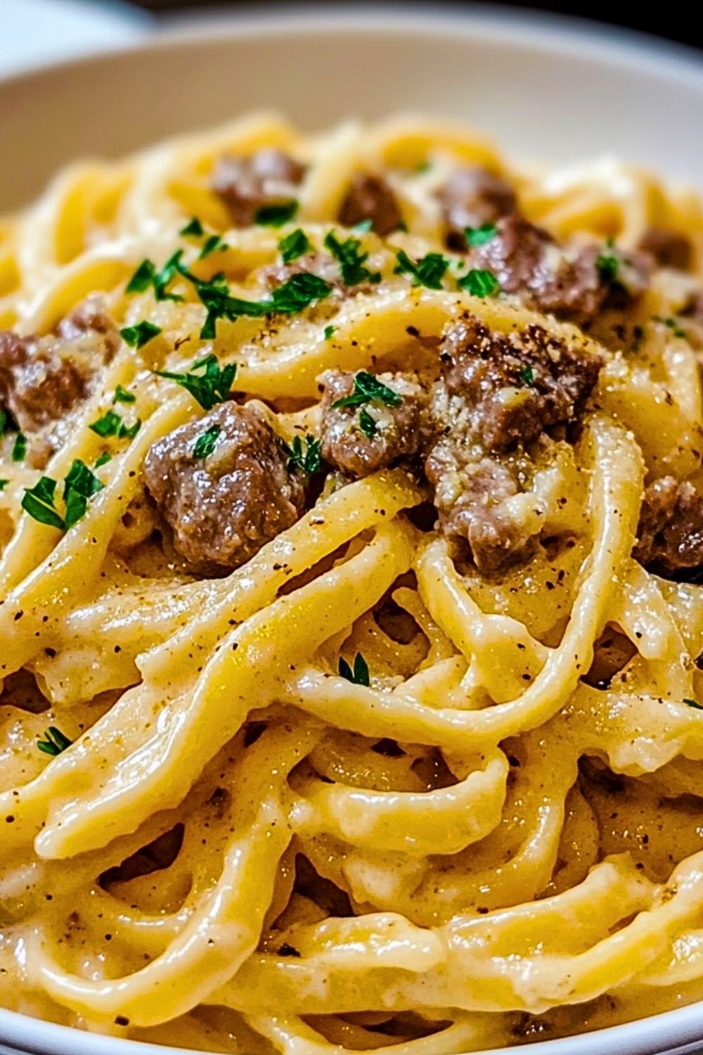 Creamy Parmesan Linguine with Garlic Butter Beef - Ava Chef Life