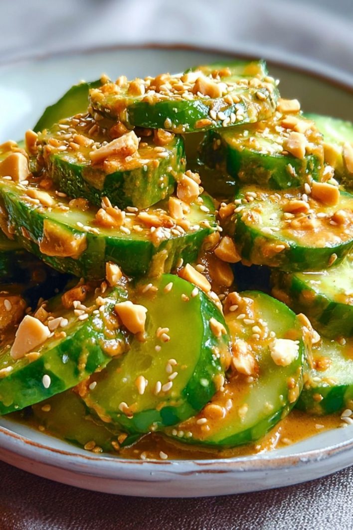 Cucumbers in Spicy Peanut Sauce - Ava Chef Life