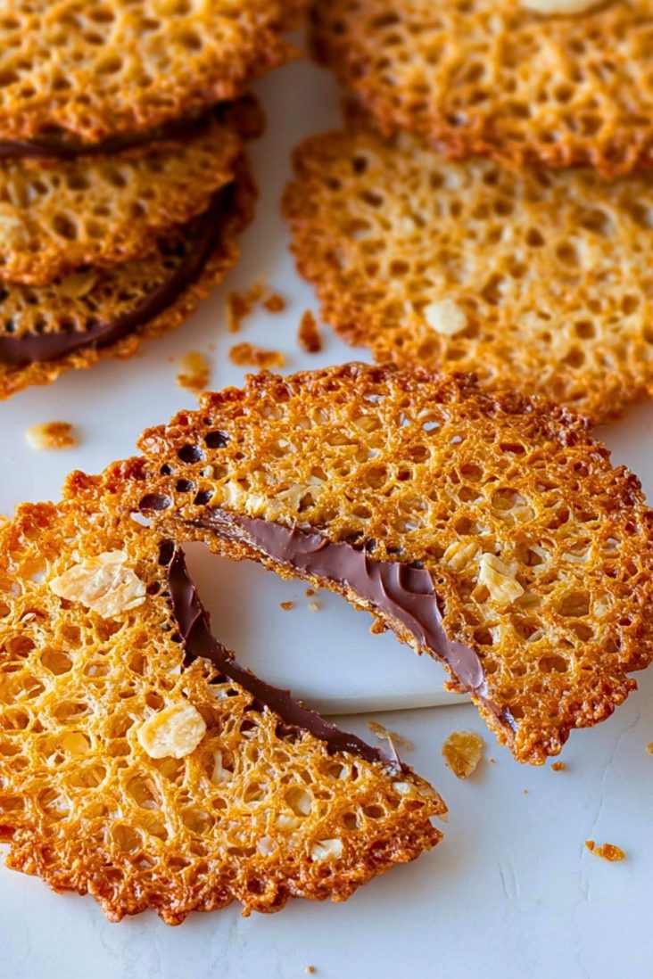 Lace Cookies with Chocolate - Ava Chef Life