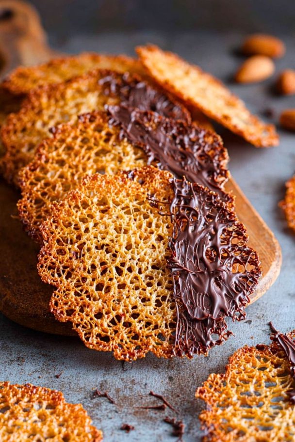 Lace Cookies with Chocolate - Ava Chef Life