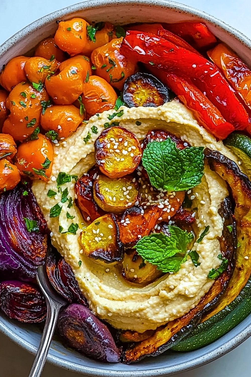 Roasted Veggie and Hummus Bowl - Ava Chef Life