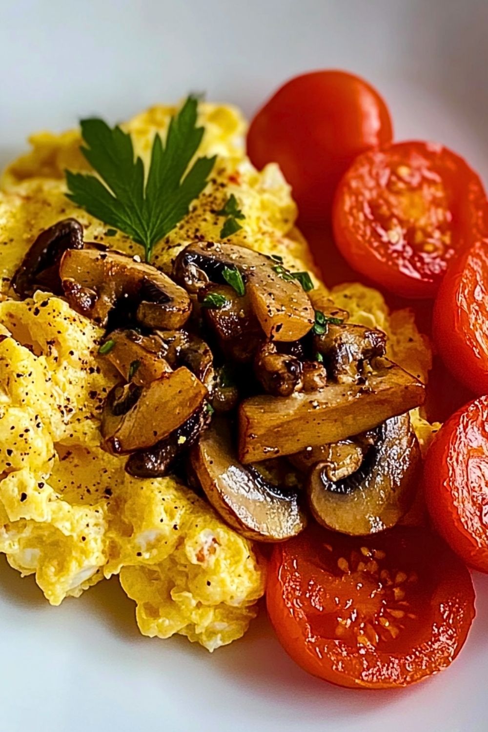 Savory Scrambled Egg Plate with Mushrooms and Roasted Tomato - Ava Chef ...