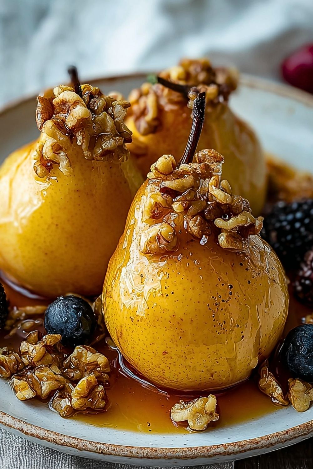 Baked Pears with Honey & Walnuts - Ava Chef Life