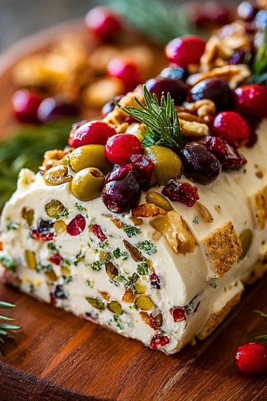 Festive Holiday Antipasto Cream Cheese Log - Ava Chef Life