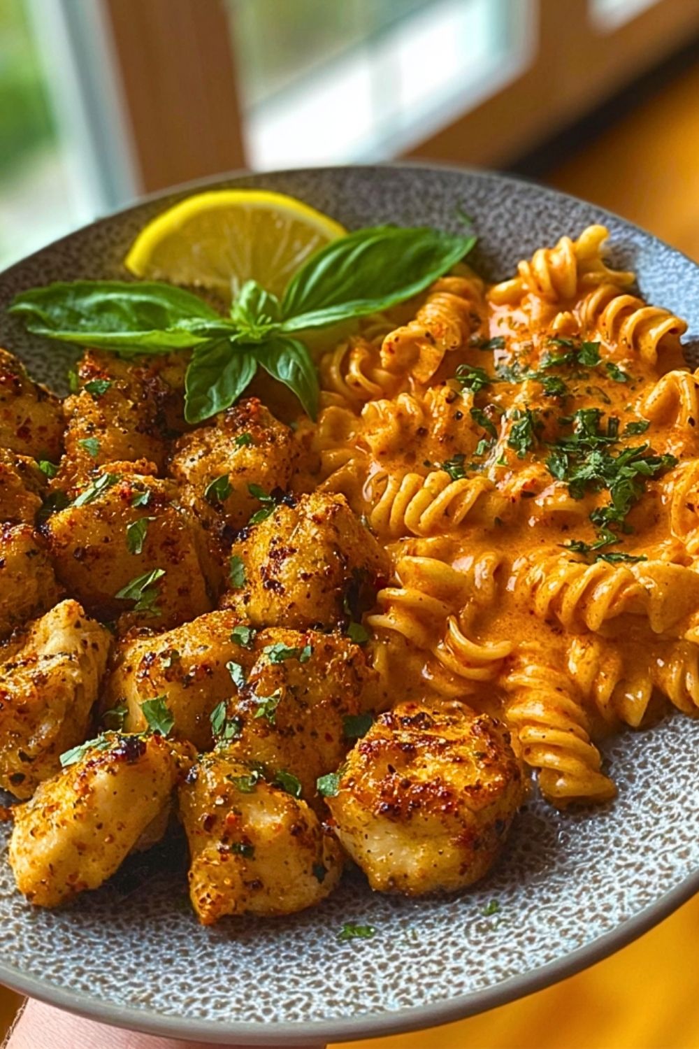 Lemon Pepper Chicken Bites & Roasted Red Pepper Cajun Alfredo Twists ...
