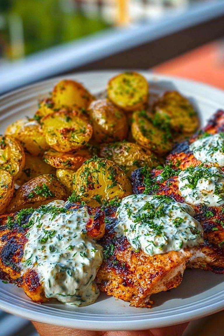 Spicy Yogurt Marinated Chicken with Dill Feta Cream & Crispy Baby ...