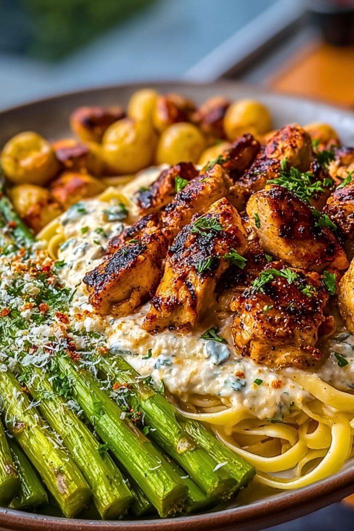 Delicious Greek Chili Chicken Alfredo with Smoked Feta Cream & Crispy ...