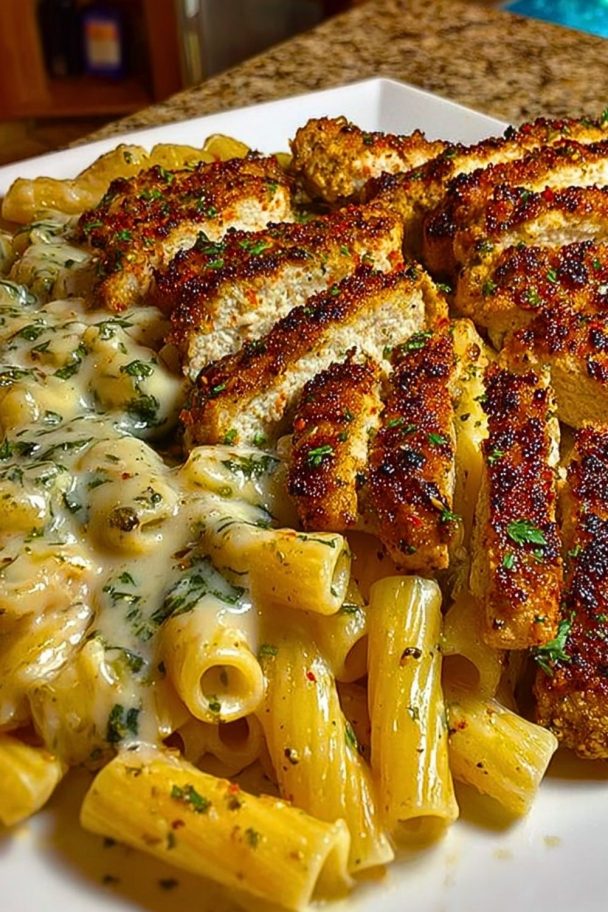 Chicken Rigatoni in Creamy Mozzarella Alfredo - Ava Chef Life