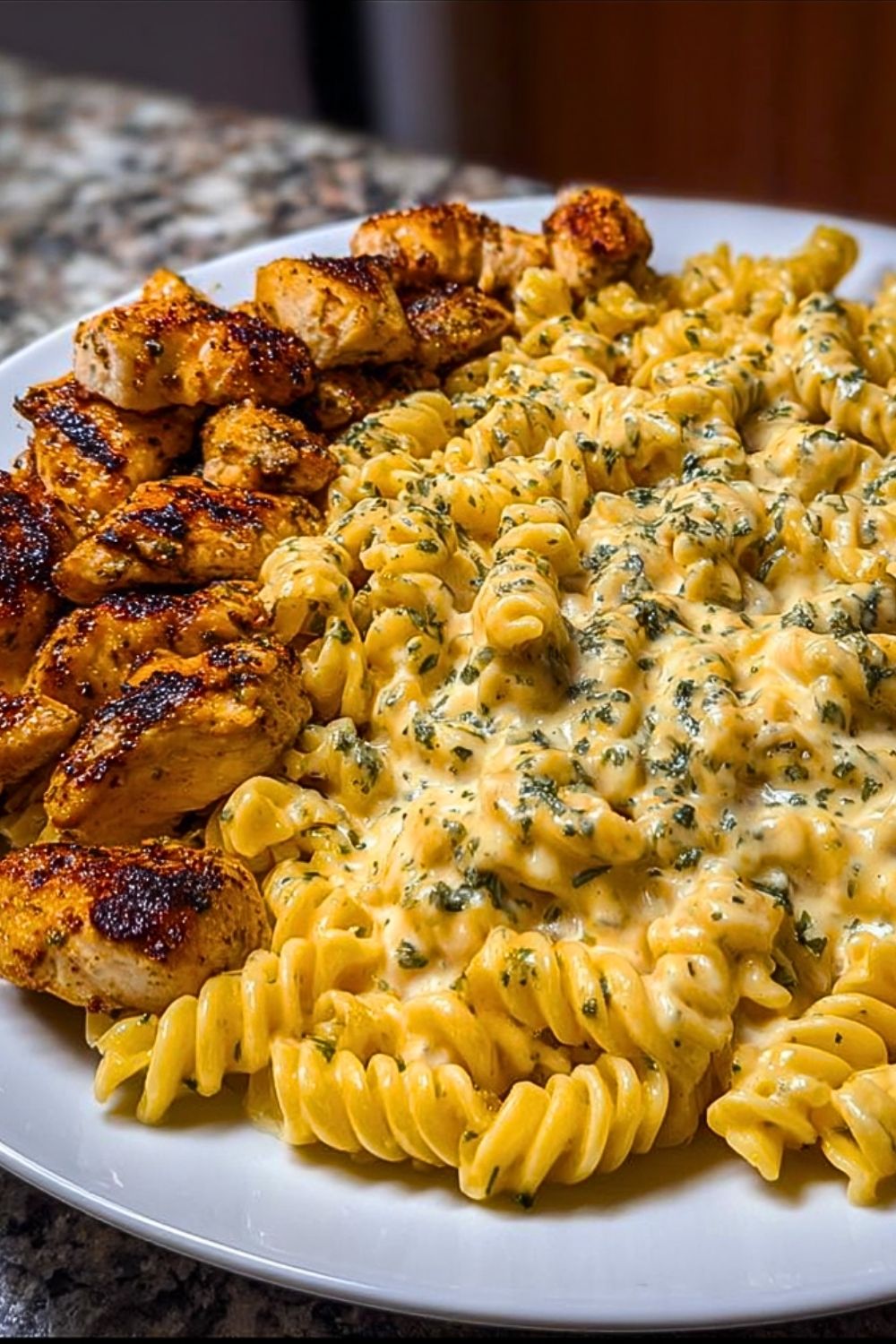 Cheesy Velveeta Chicken Twisted Pasta with Mozzarella Garlic Sauce ...