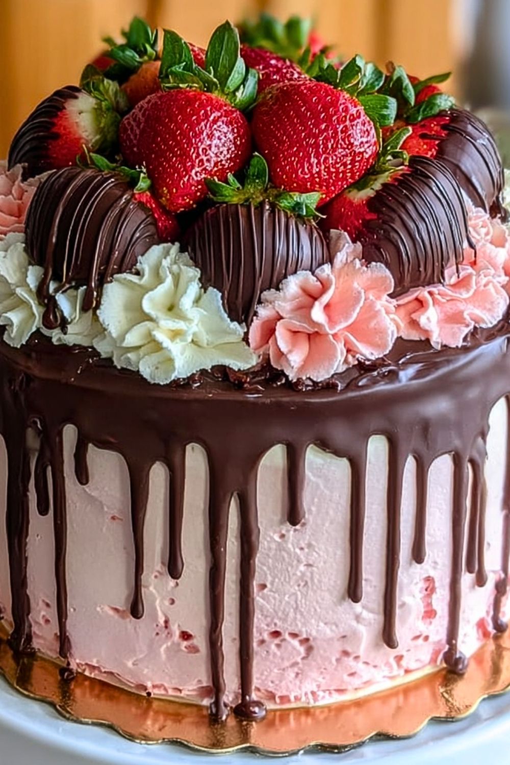 Chocolate Covered Strawberry Drip Cake - Ava Chef Life