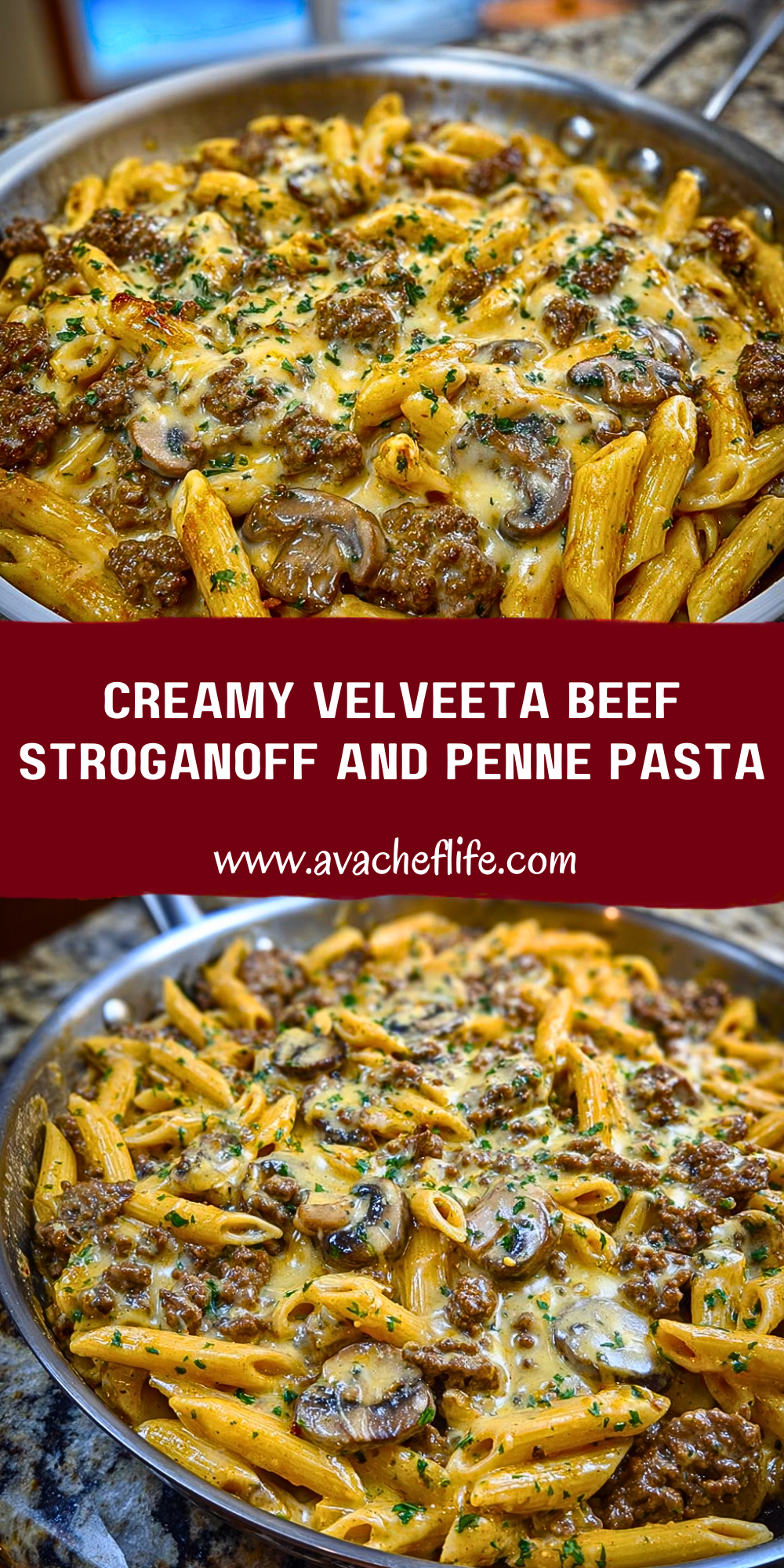 Creamy Velveeta Beef Stroganoff and Penne Pasta - Ava Chef Life