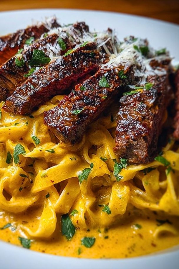 Velveeta Steak Fettuccine with Garlic Butter Cream Sauce - Ava Chef Life