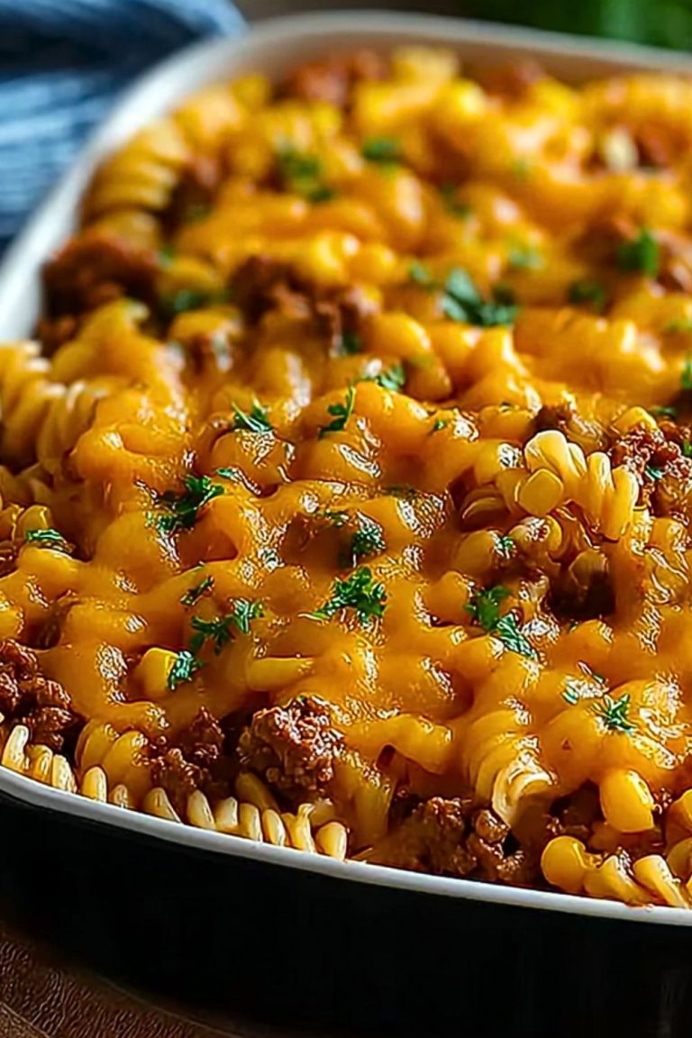 Cheesy Beef and Sweet Corn Rotini Bake - Ava Chef Life