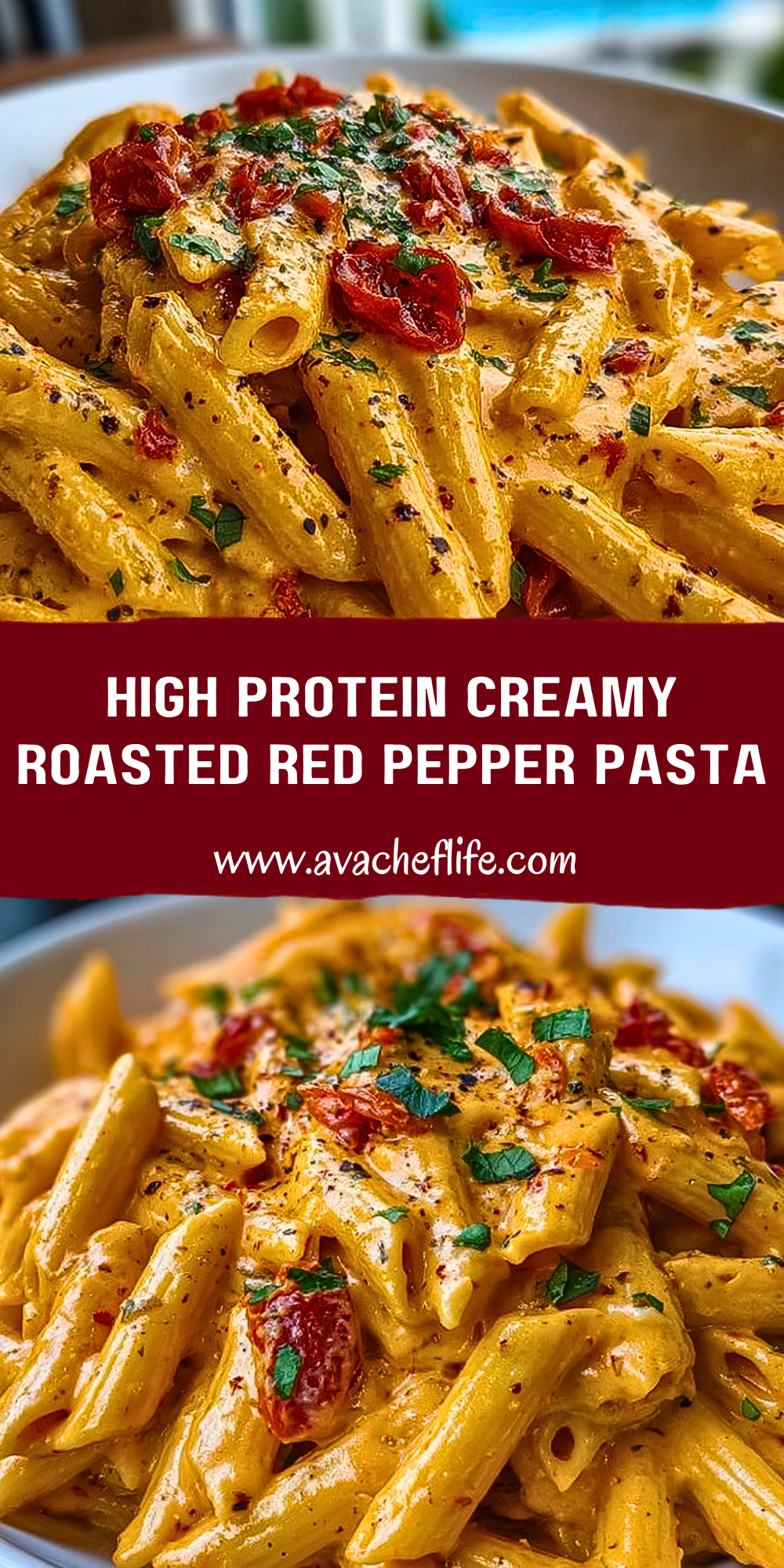 High Protein Creamy Roasted Red Pepper Pasta - Ava Chef Life