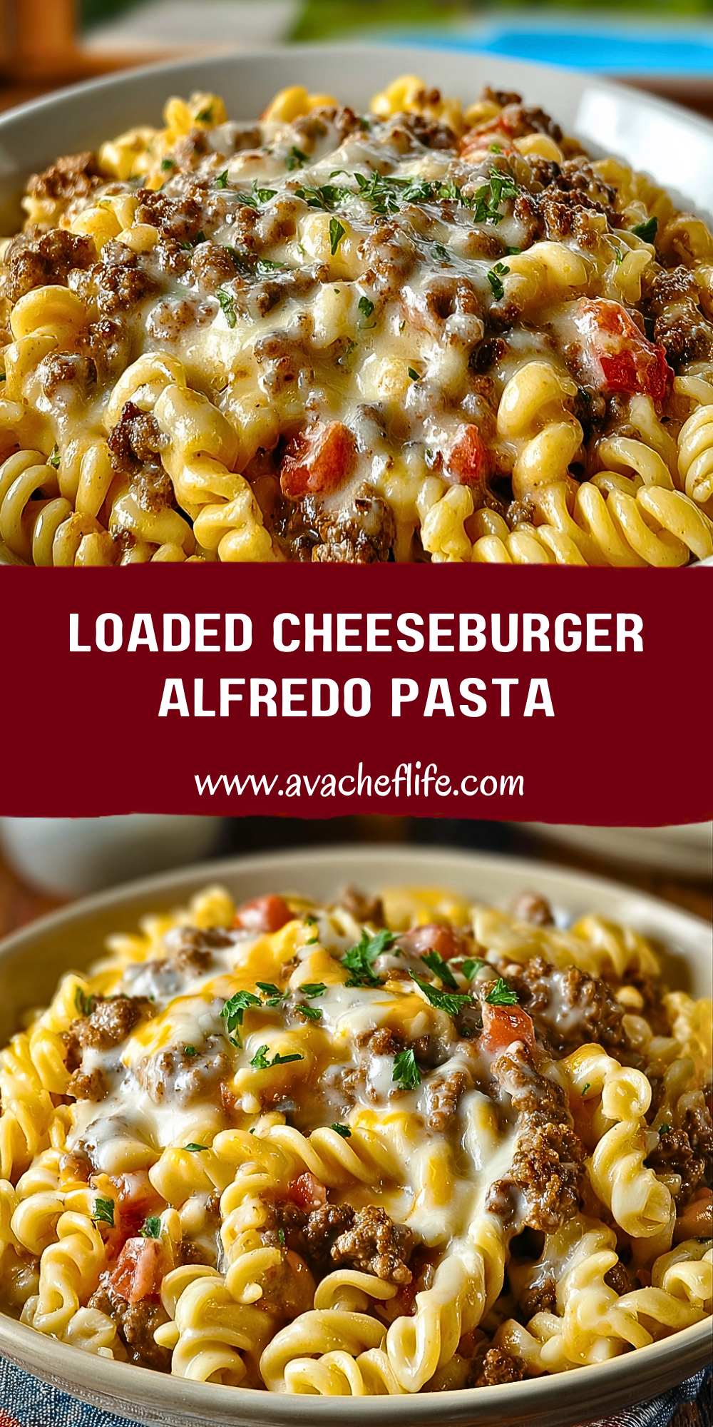 Loaded Cheeseburger Alfredo Pasta - Ava Chef Life