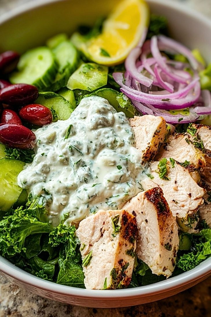 Greek Tzatziki Chicken Salad Bowl - Ava Chef Life