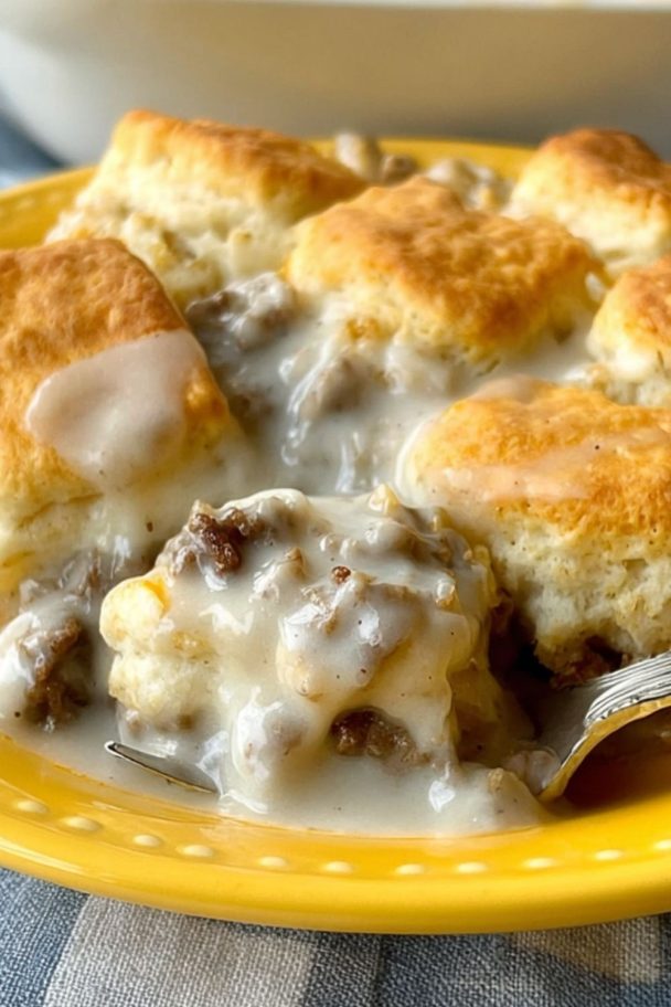 Lazy Biscuits & Gravy Breakfast Casserole - Ava Chef Life